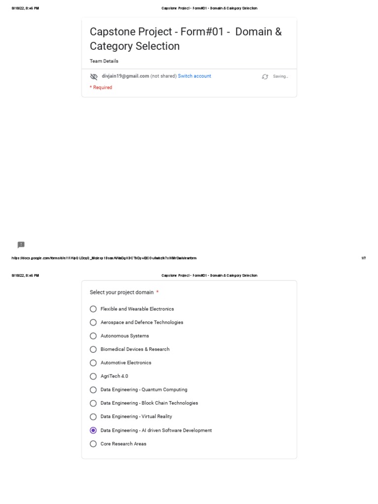 Capstone Project - Form#01 - Domain & Category Selection | PDF ...