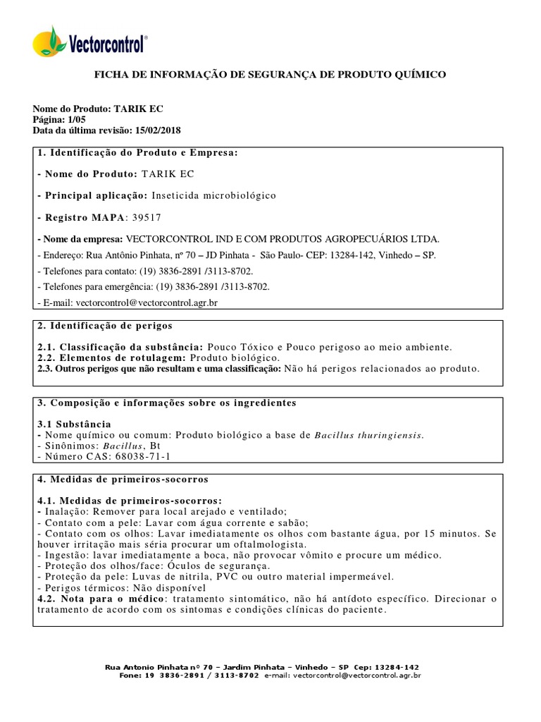 FISPQ - Ficha Técnica | PDF