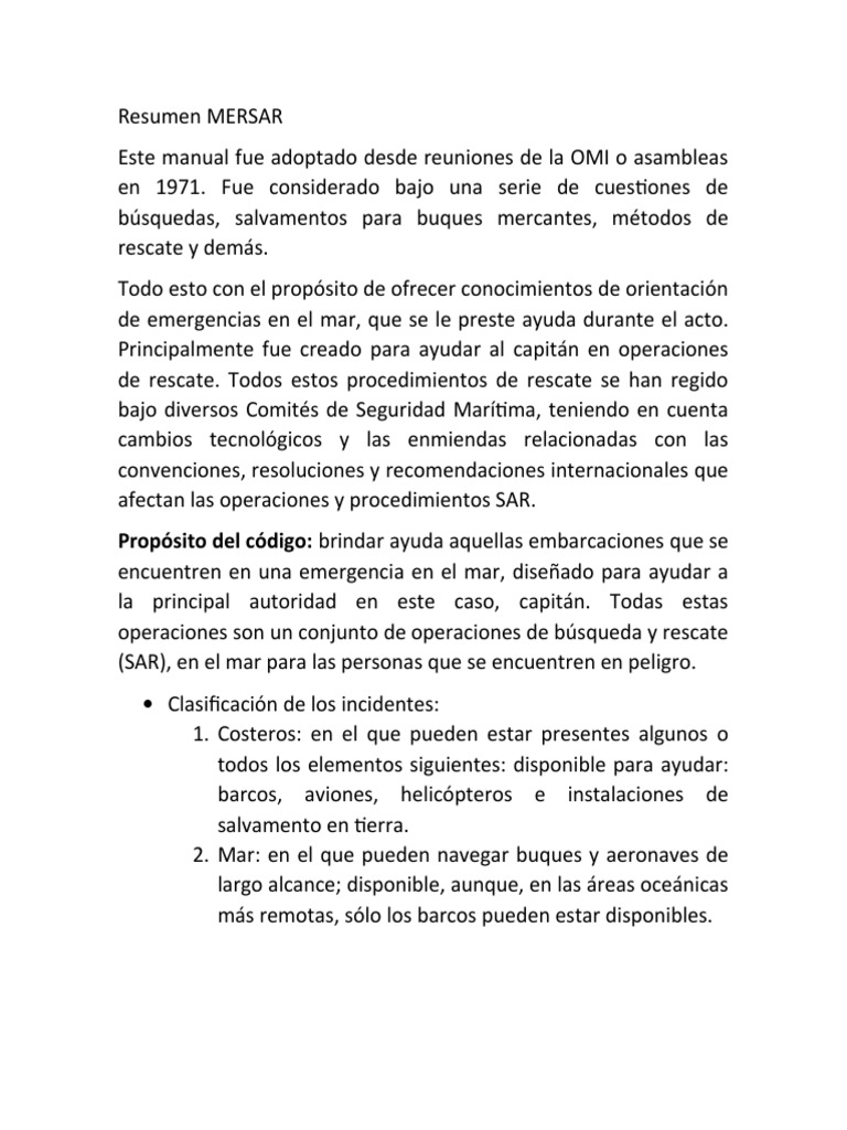 Resumen MERSAR | PDF | Transporte | Transporte de agua