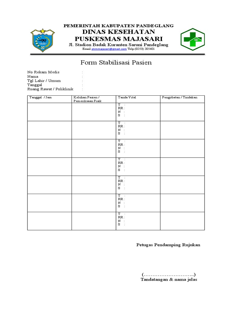 Form Stabilisasi Pasien | PDF