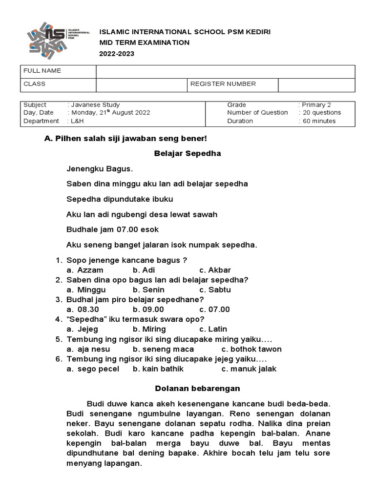 Bahasa Jawa Kelas 2 | PDF | Seni & Disiplin Bahasa