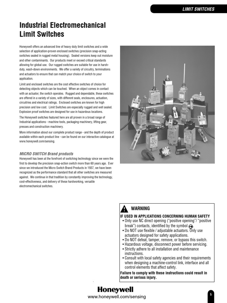 Honeywell GLAC01A4J Datasheet | PDF | Switch | Electrical Engineering