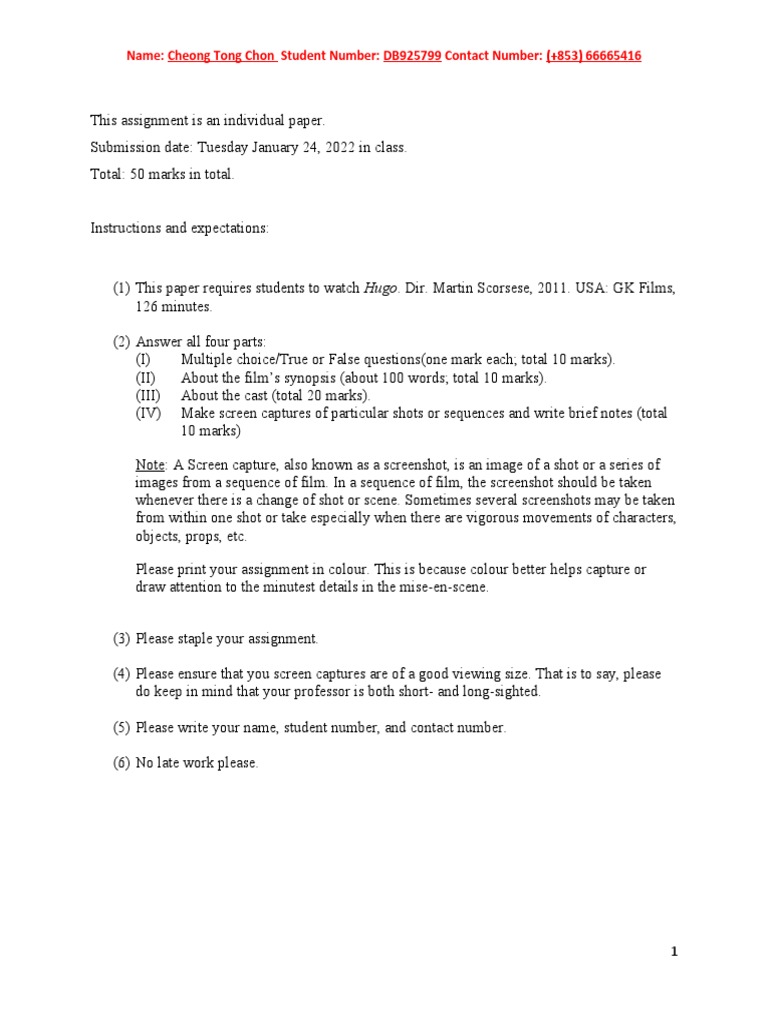 DB925799 ENGL2008 (Assignment01) | PDF