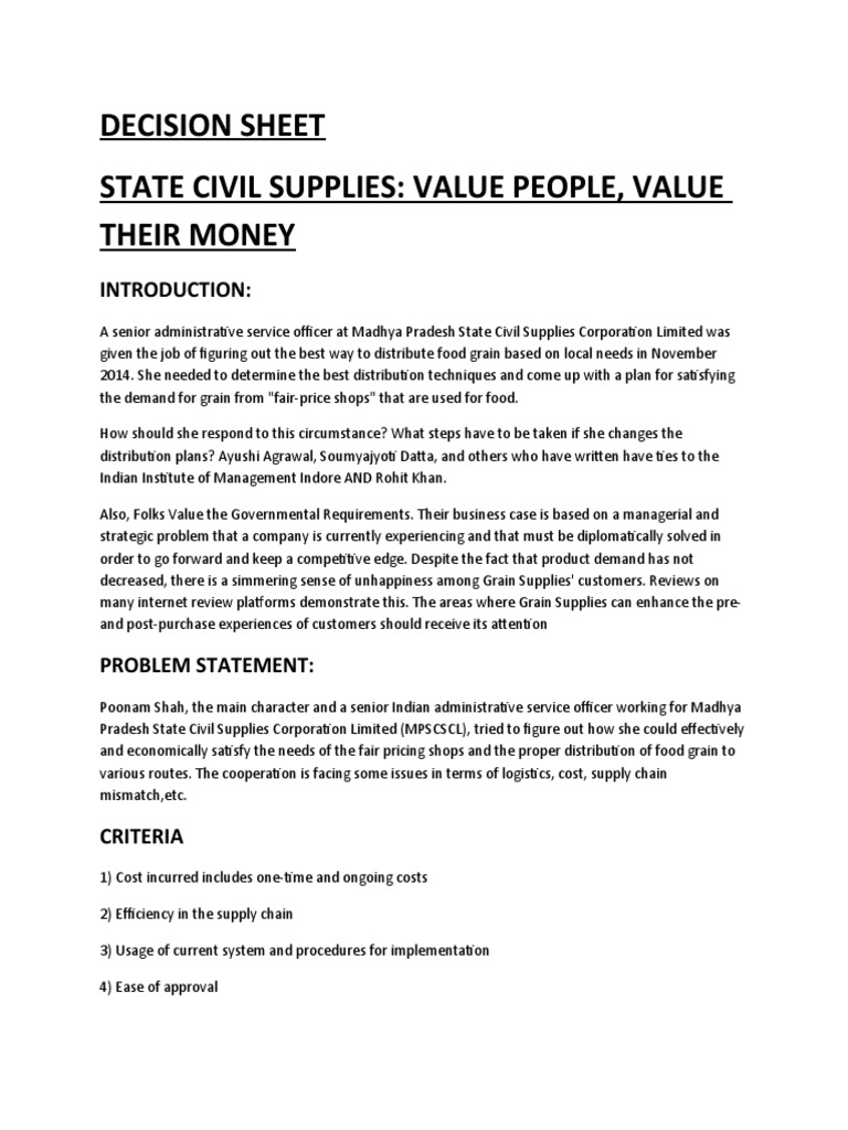 Decision Sheet - Mdbs | PDF | Procurement | Supply Chain