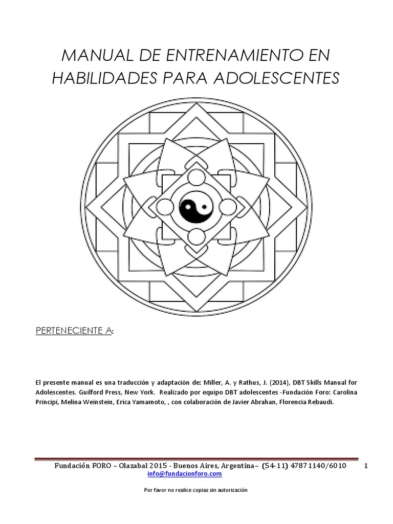 MANUAL DBT para Adolescentes Miller Rathus 2018 | PDF | Las emociones ...