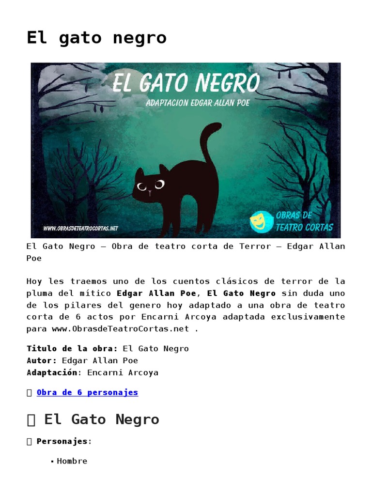 El Gato Negro | PDF | Gatos | Edgar Allan Poe