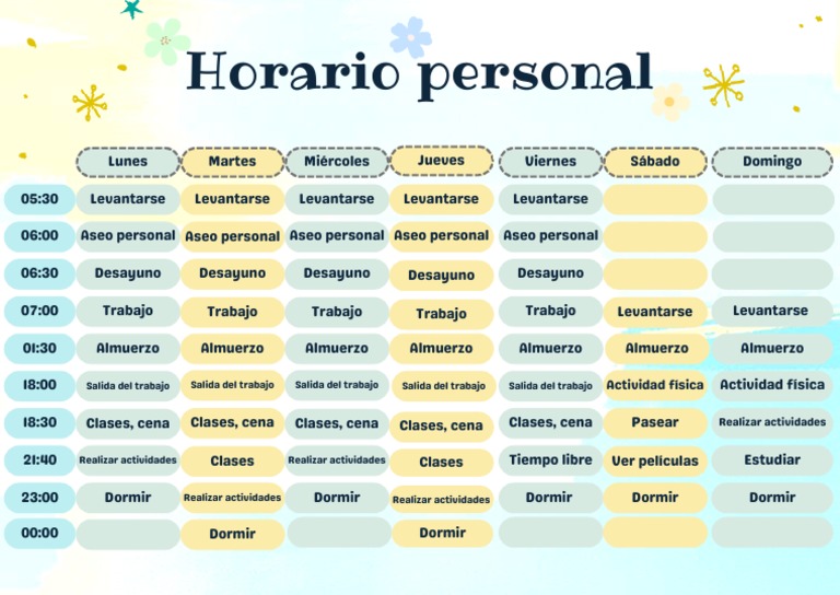 Horario Personal | PDF