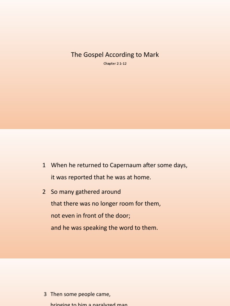 2b Mark 2-1-12 Paralytic's Healing | PDF | Jesus | Gospel Of Mark