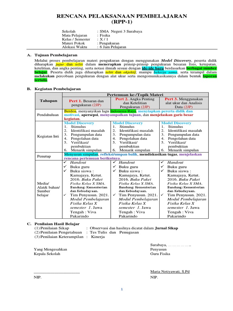 Contoh Rpp-Pengukuran (PPG) k13-1 | PDF
