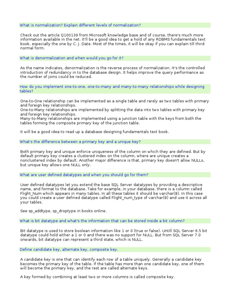 SQL Server DBA Interview Questions | PDF