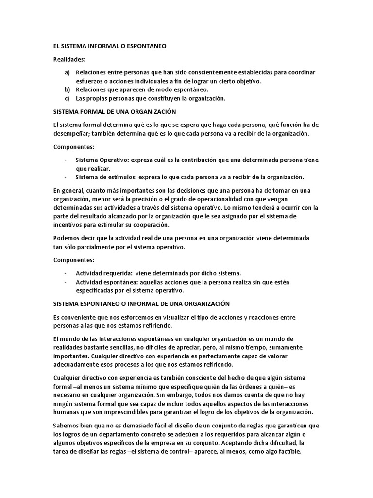 Sistemas Formales e Informales en Organizaciones | PDF | Motivación ...