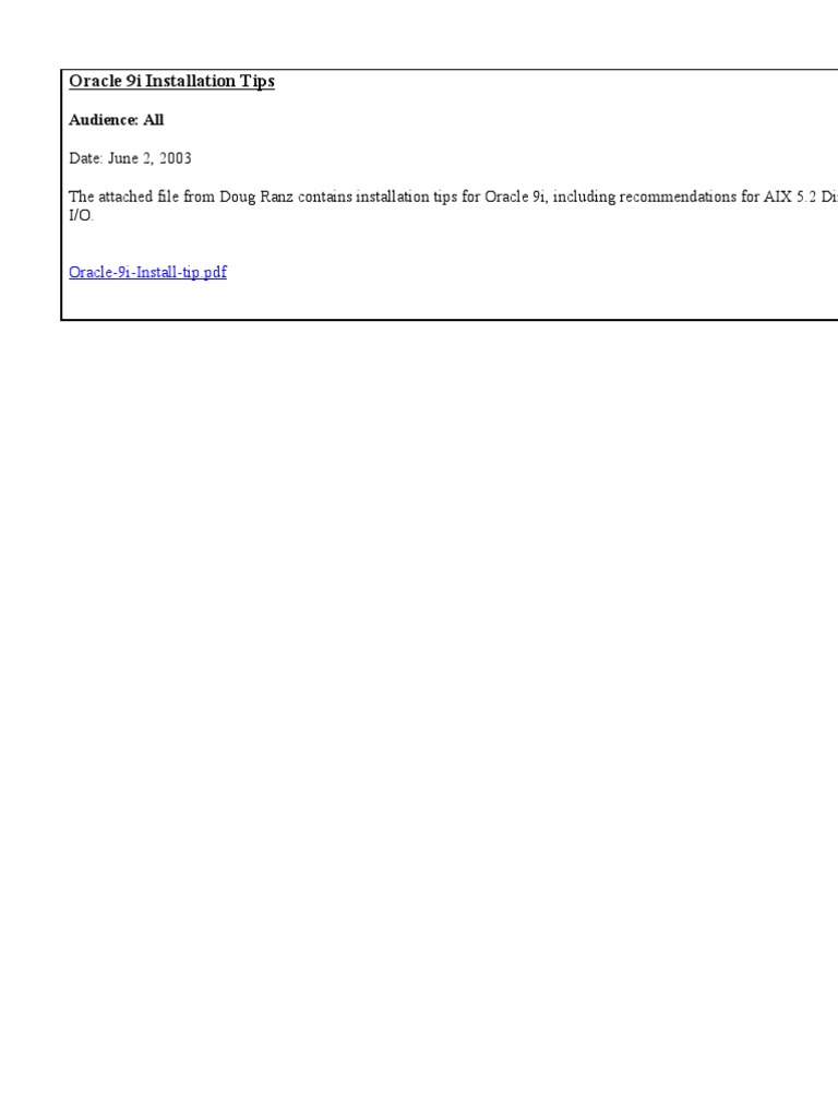 Aix Oracle 9i Installation Tips Pdf Databases Oracle Database