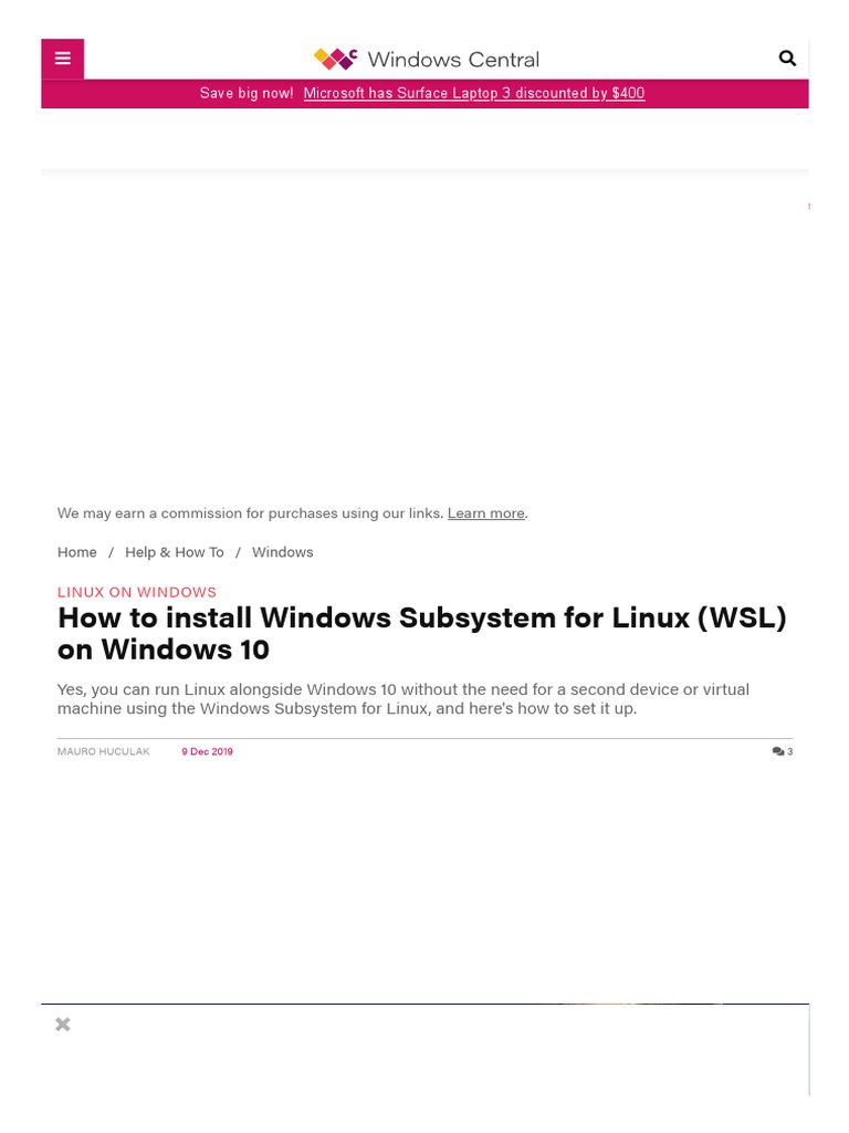 How To Install Windows Subsystem For Linux Wsl On Windows 10 Windows Central Pdf Linux