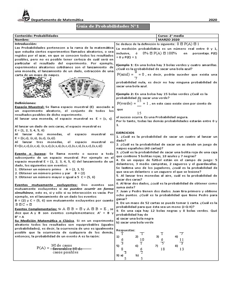 Ejercicios de Probabilidades Básicas | PDF | Probabilidad | Science