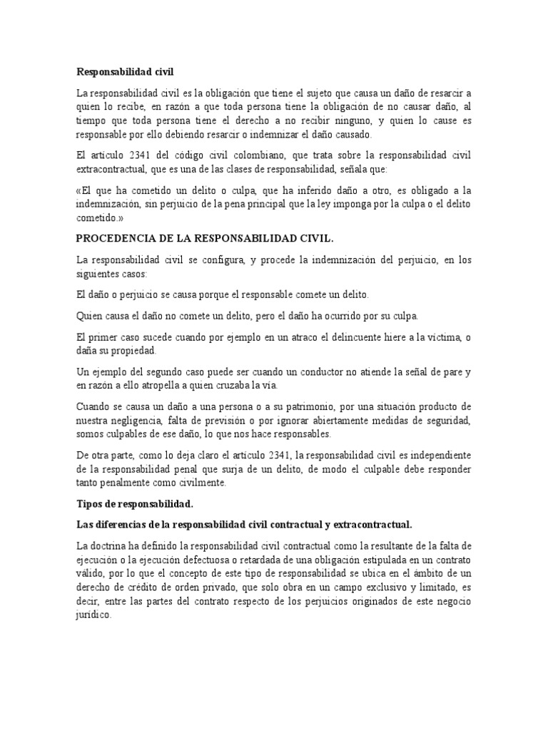 Responsabilidad Civil | PDF | Daños y perjuicios | Ley común