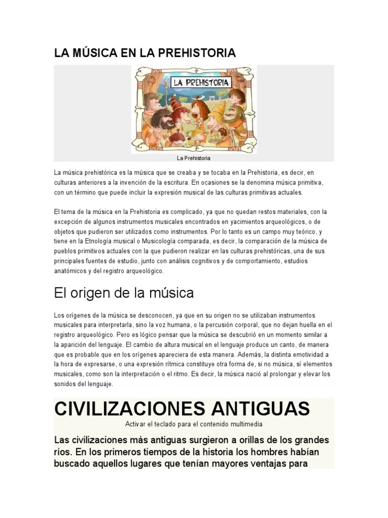 La Música en La Prehistoria | PDF | Periodo Clásico (Música ...