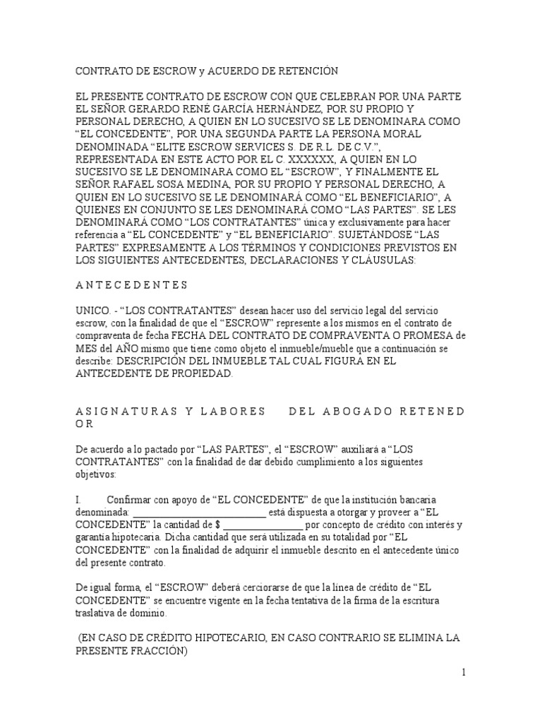 Contrato de Escrow | PDF | Bancos | Propiedad