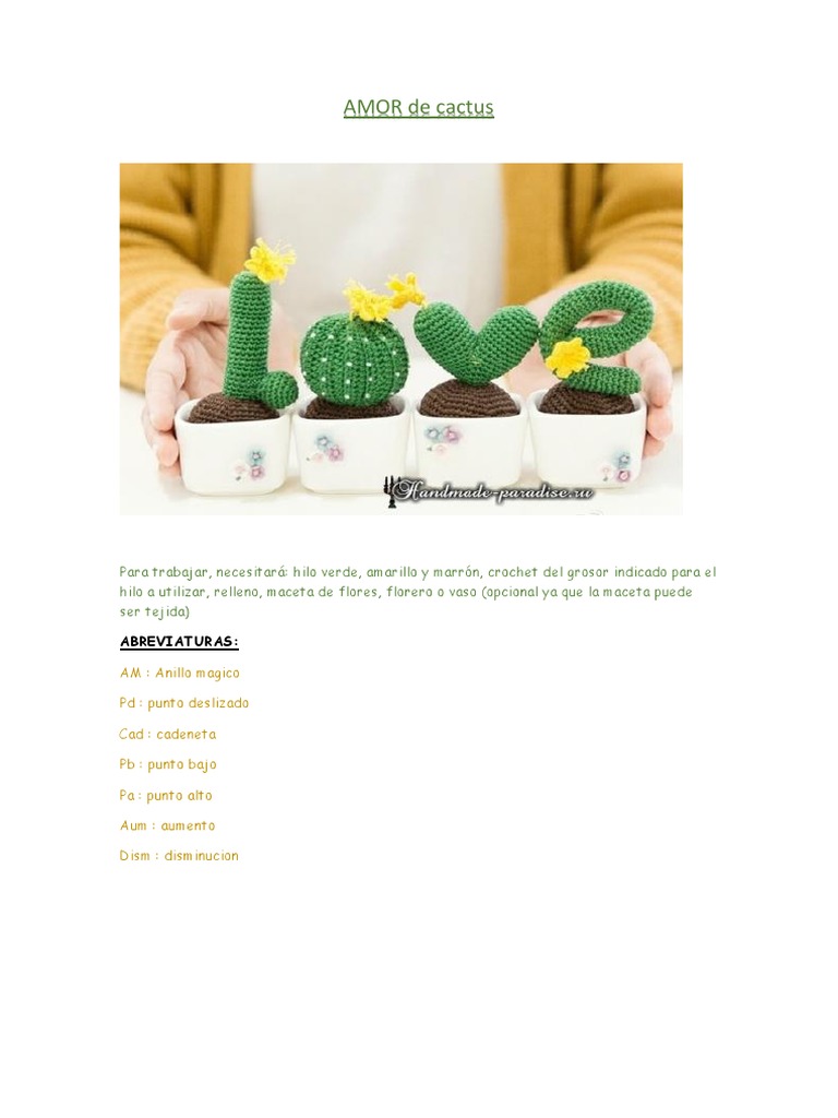 AMOR de Cactus de Ganchillo | PDF | Tejer | Arte popular