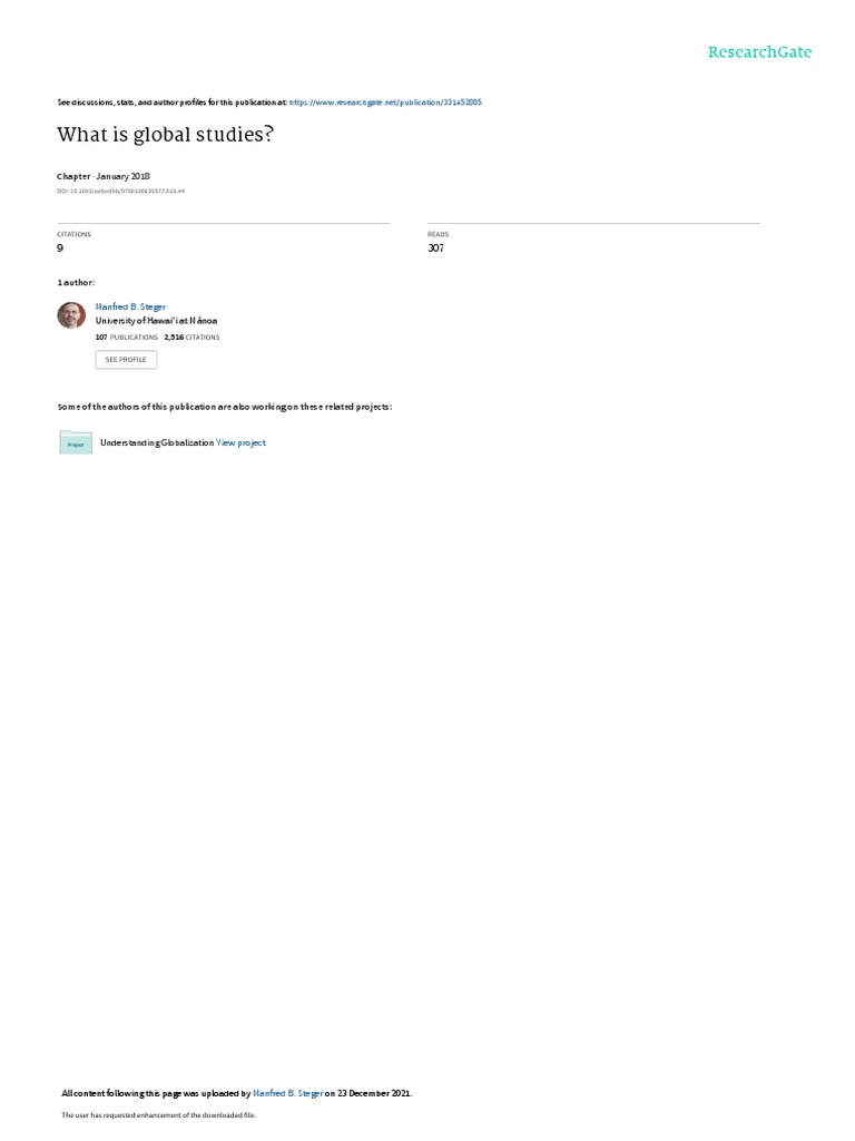 Oxford Handbook GSWhat Is Global Studies | PDF | Globalization | Science