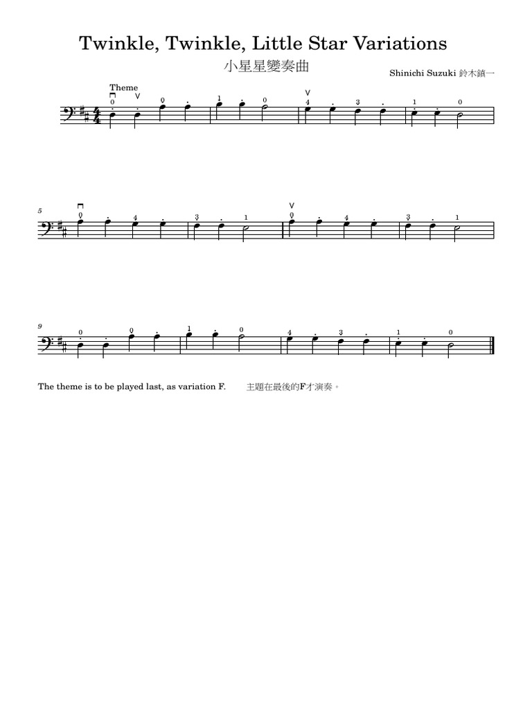Twinkle, Twinkle, Little Star Variations-ViolinCello | PDF