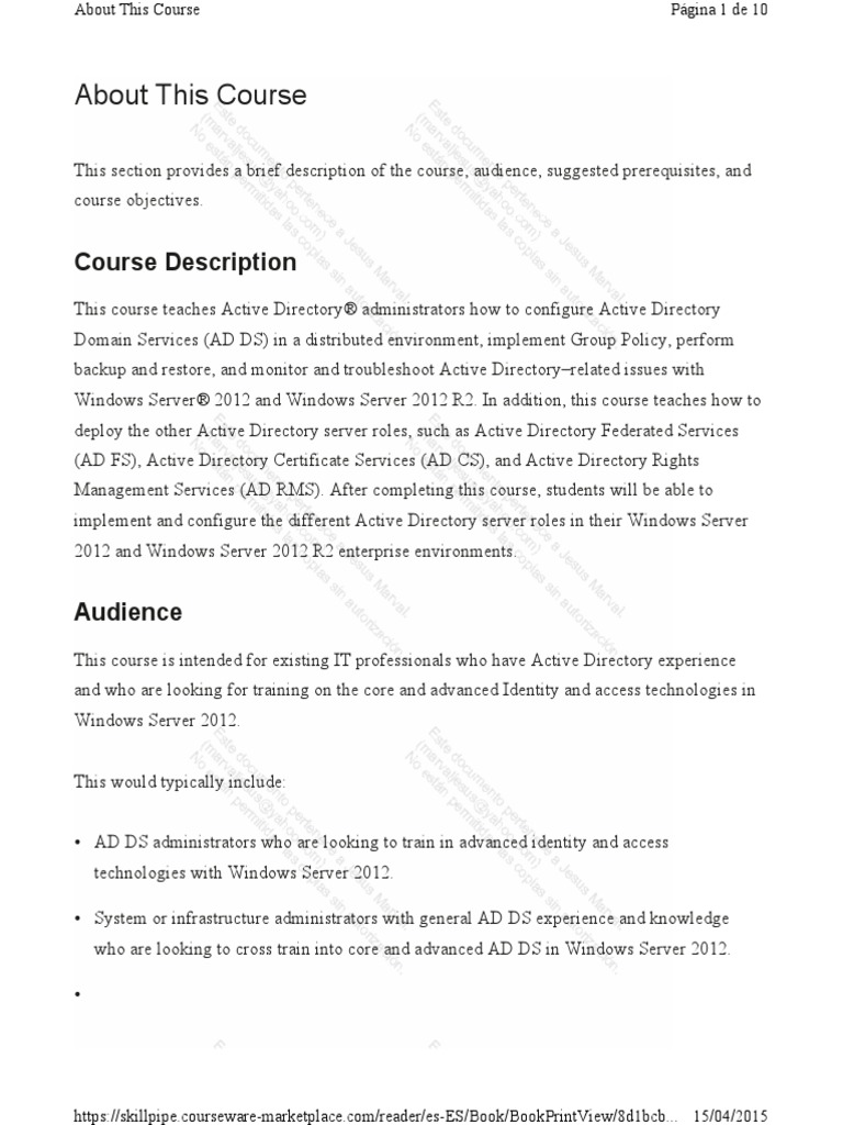 About This Course Pdf Active Directory Group Policy
