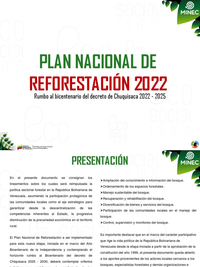 Plan Nacional de Reforestación 2022-2025: Hacia la conservación y ...