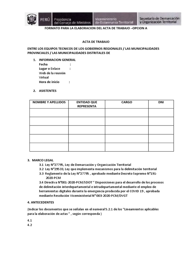 Formato para La Elaboración Del Acta de Trabajo | PDF