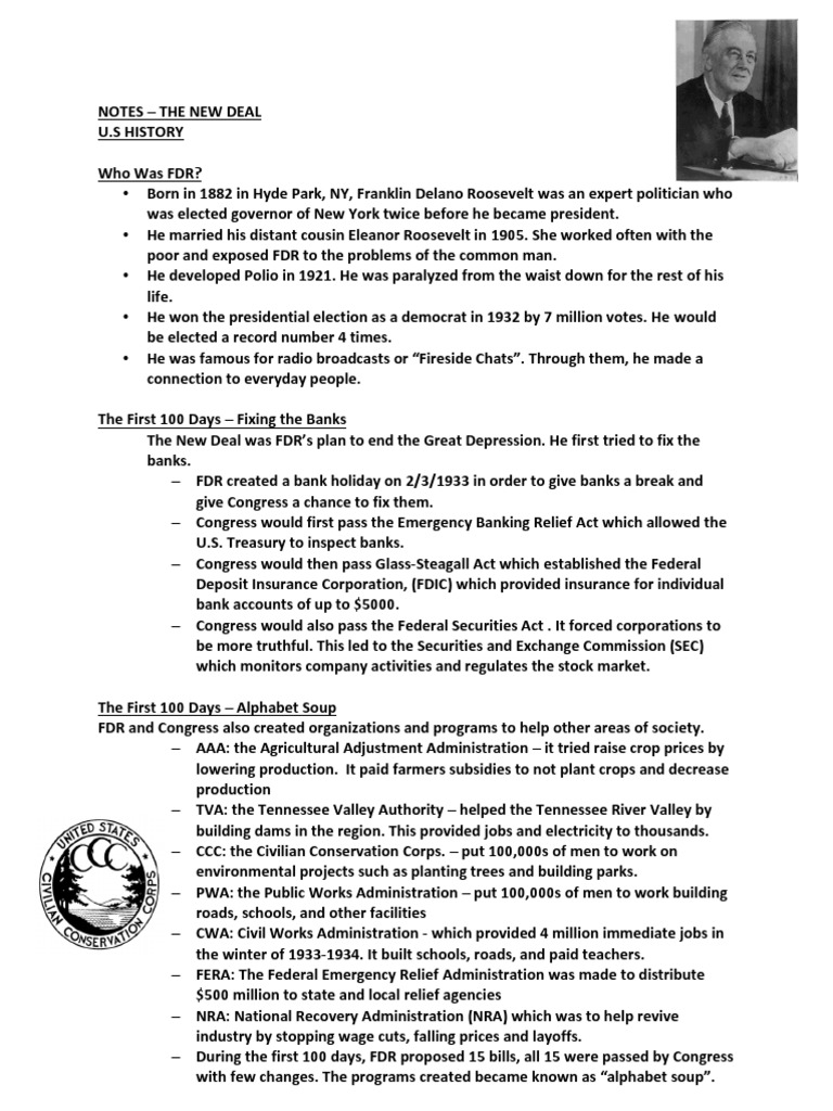 Notes - The New Deal - Text PP | PDF | New Deal | Franklin D. Roosevelt