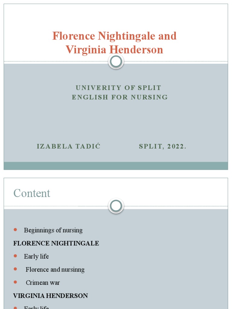 Florence Nightingale and Virginia Henderson | PDF | Nursing | Florence Nightingale