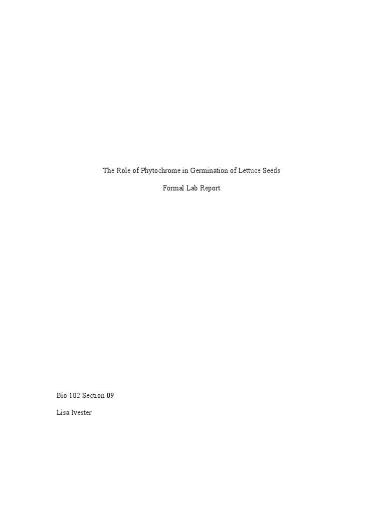 Bio 102 Lab Report | PDF | Germination | Seed