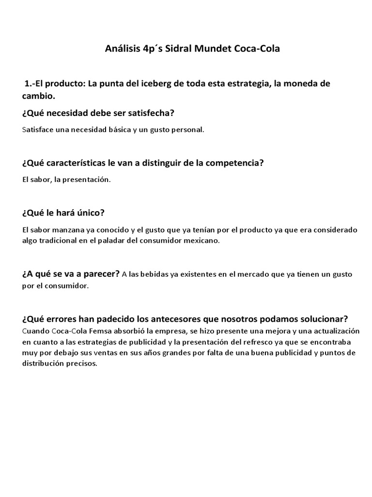 Análisis 4p | PDF | Producto (Negocio) | Mercado (economía)