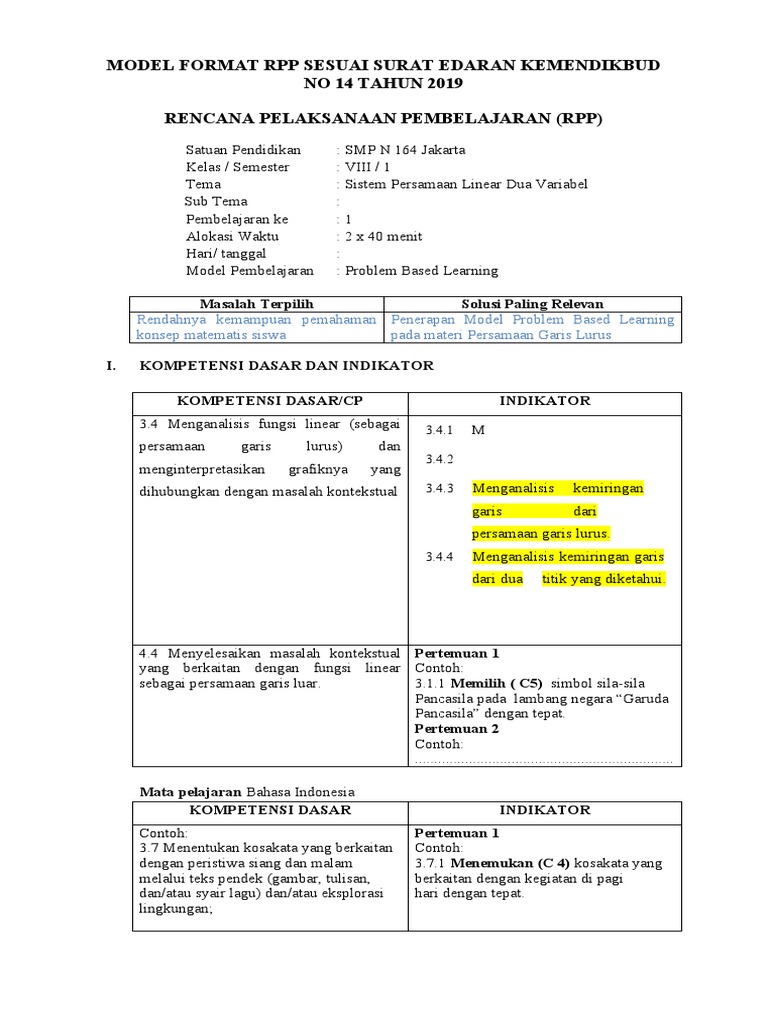 Format RPP, LKPD, Penilaian, Media, Dan Bahan Ajar | PDF