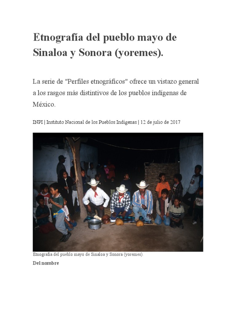 Etnografía Del Pueblo Mayo de Sinaloa y Sonora | PDF