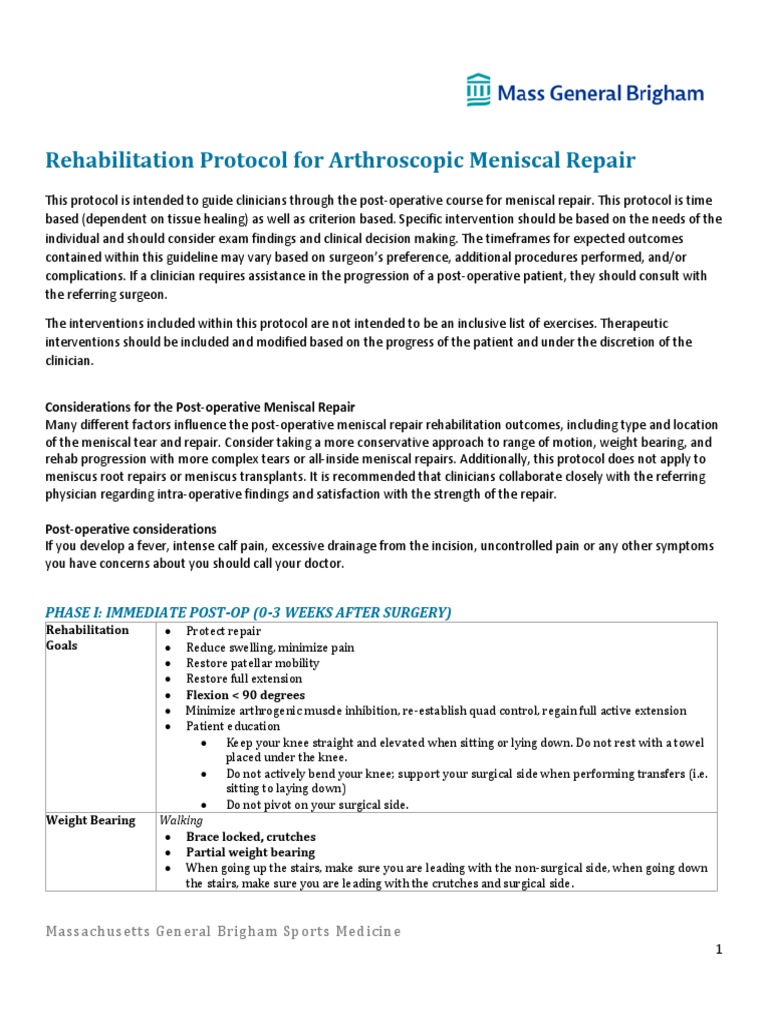 Rehabilitation For Meniscus Repair | PDF | Anatomical Terms Of Motion ...