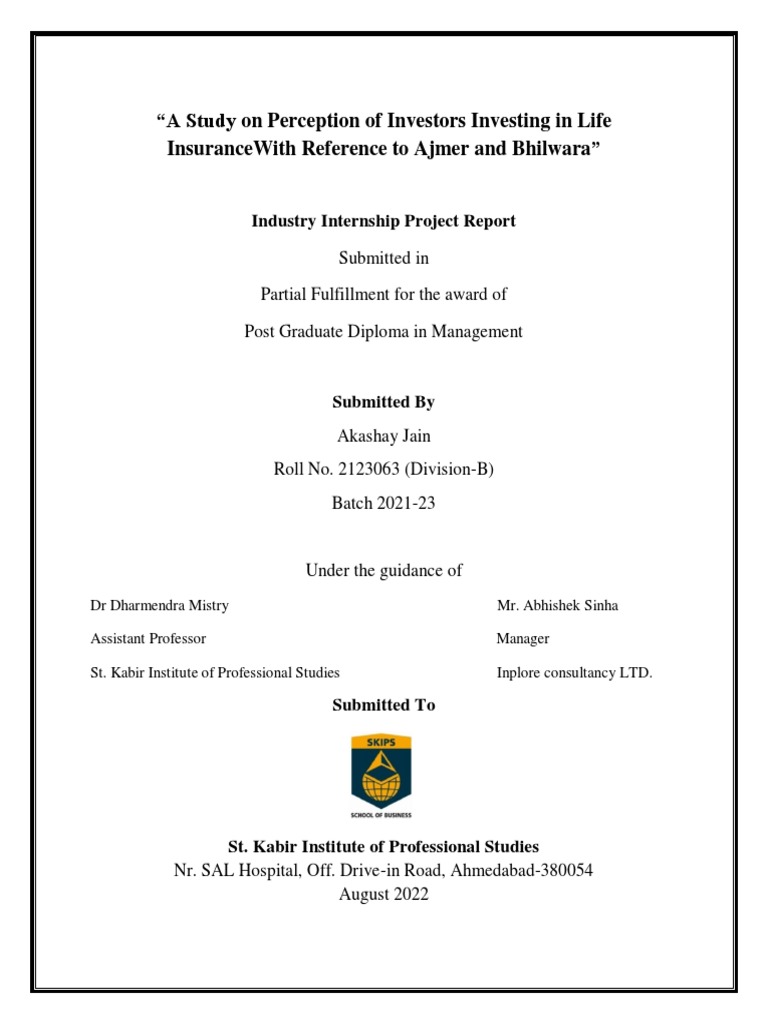 A Perception of Investor Towards Investing in Life Insurance | PDF ...