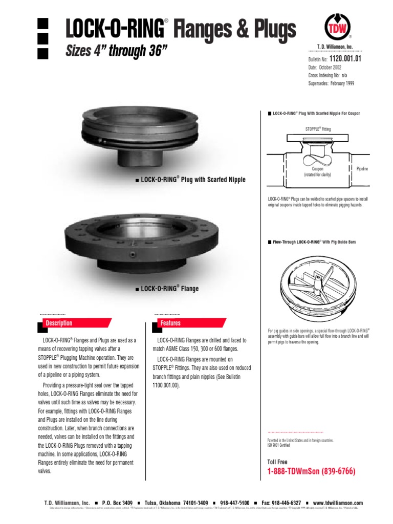 Lock-O-Ring Flanges & Plugs | PDF | Pipe (Fluid Conveyance) | Valve