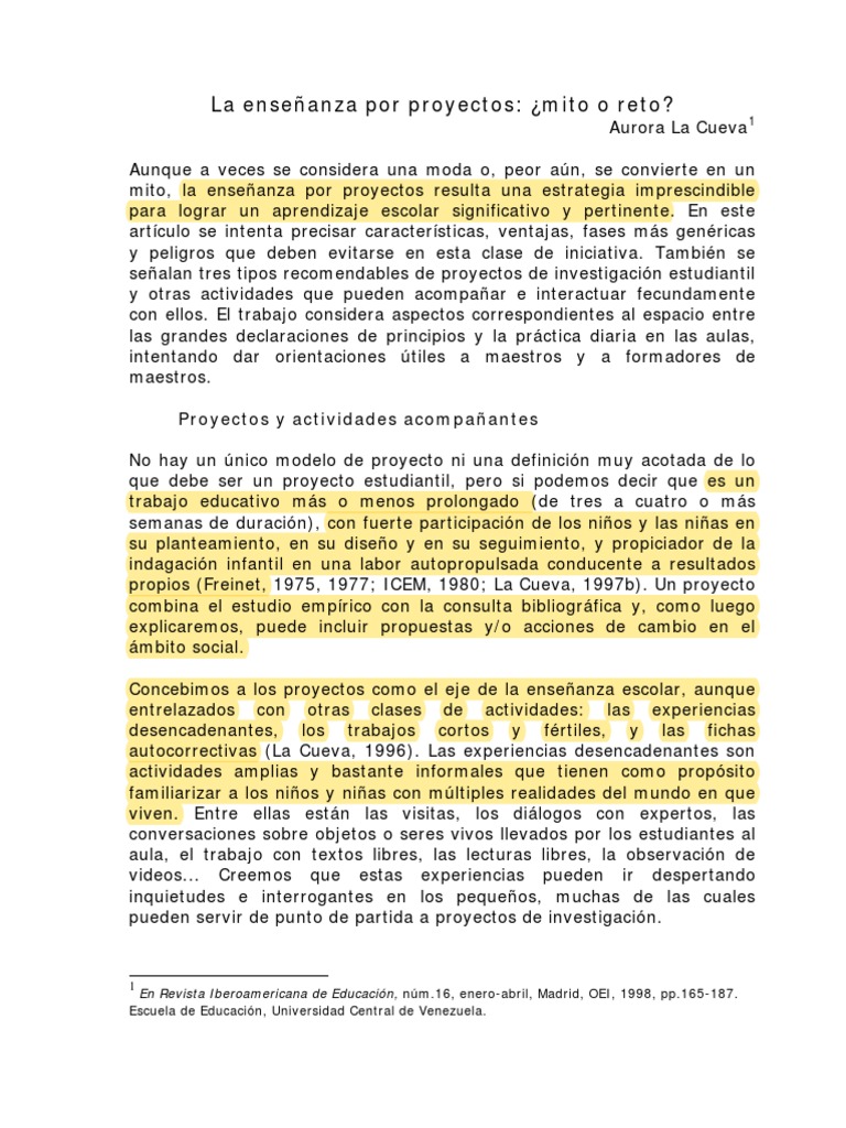 La enseñanza por proyectos: Características, ventajas y desafíos de una ...