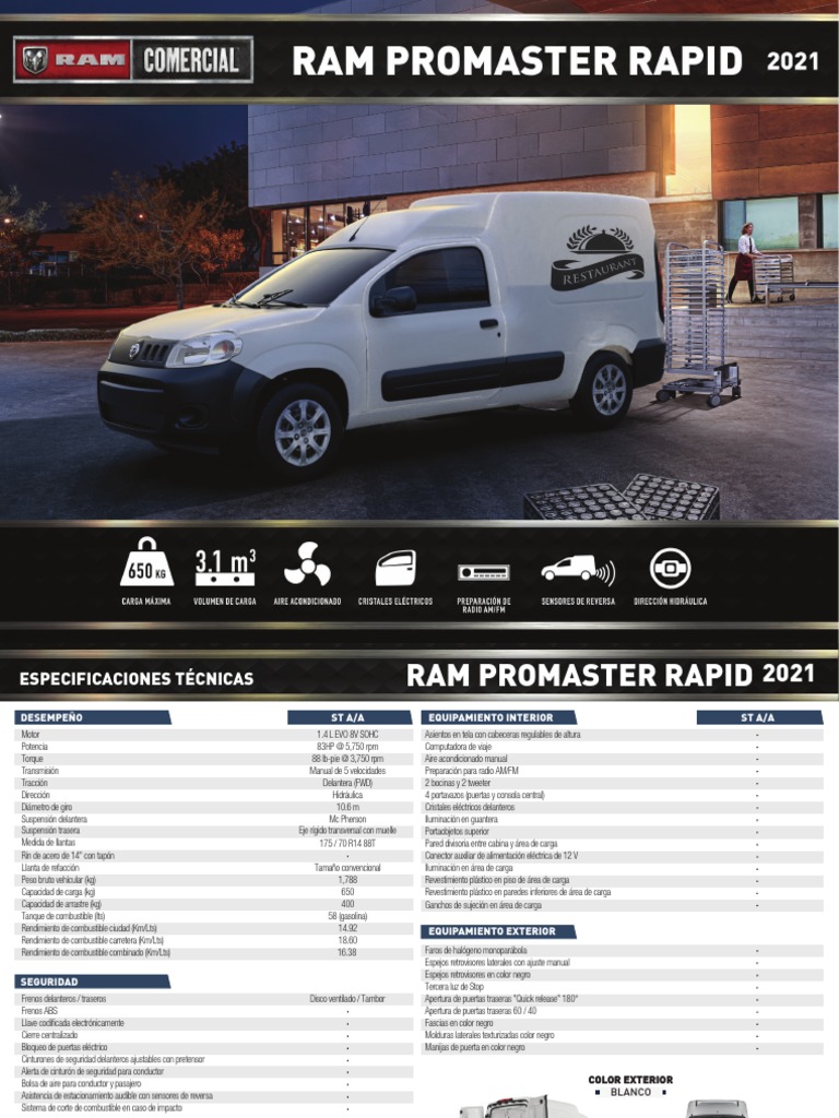 Ram Promaster Rapid 2021 Ficha Tecnica v02 | PDF | Vehículos de ruedas | Vehículo de motor