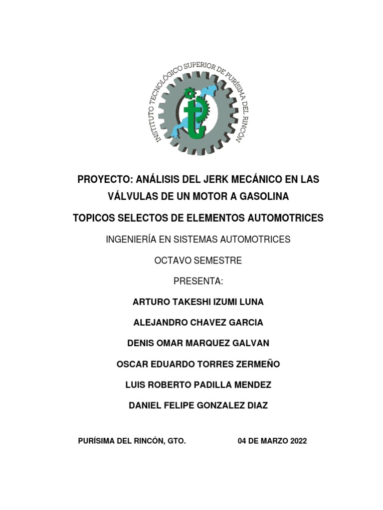 Análisis del Jerk en Válvulas de Motor | PDF | Aceleración | Ecuaciones