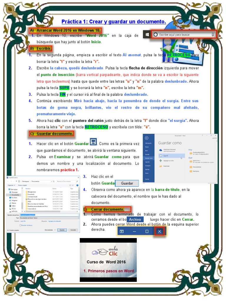 Práctica 1 WORD-2016 (Primeros Pasos de | PDF | Cursor (interfaz de ...