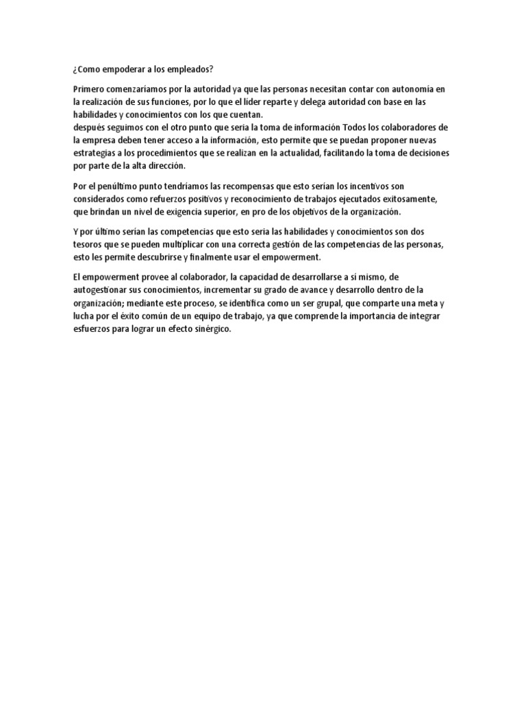 Como Empoderar A Los Empleados | PDF | Crecimiento personal y profesional | Negocios
