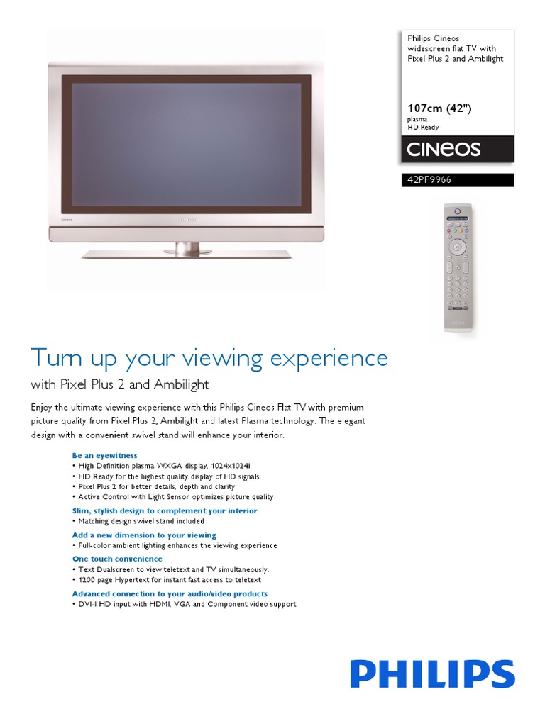 42pf9966 10 Pss | PDF | High Definition Television | Video