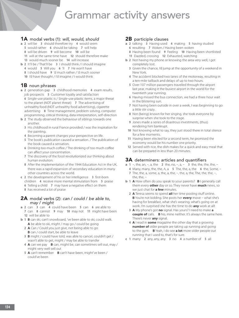 EnglishFile4e Adv Plus TG PCM Grammar Answers | PDF | Linguistics