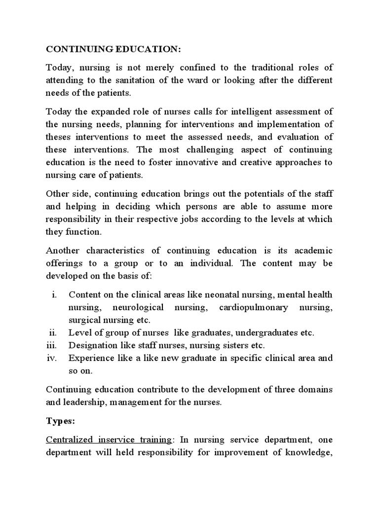 Continuing Education | PDF | Nursing | Evaluation