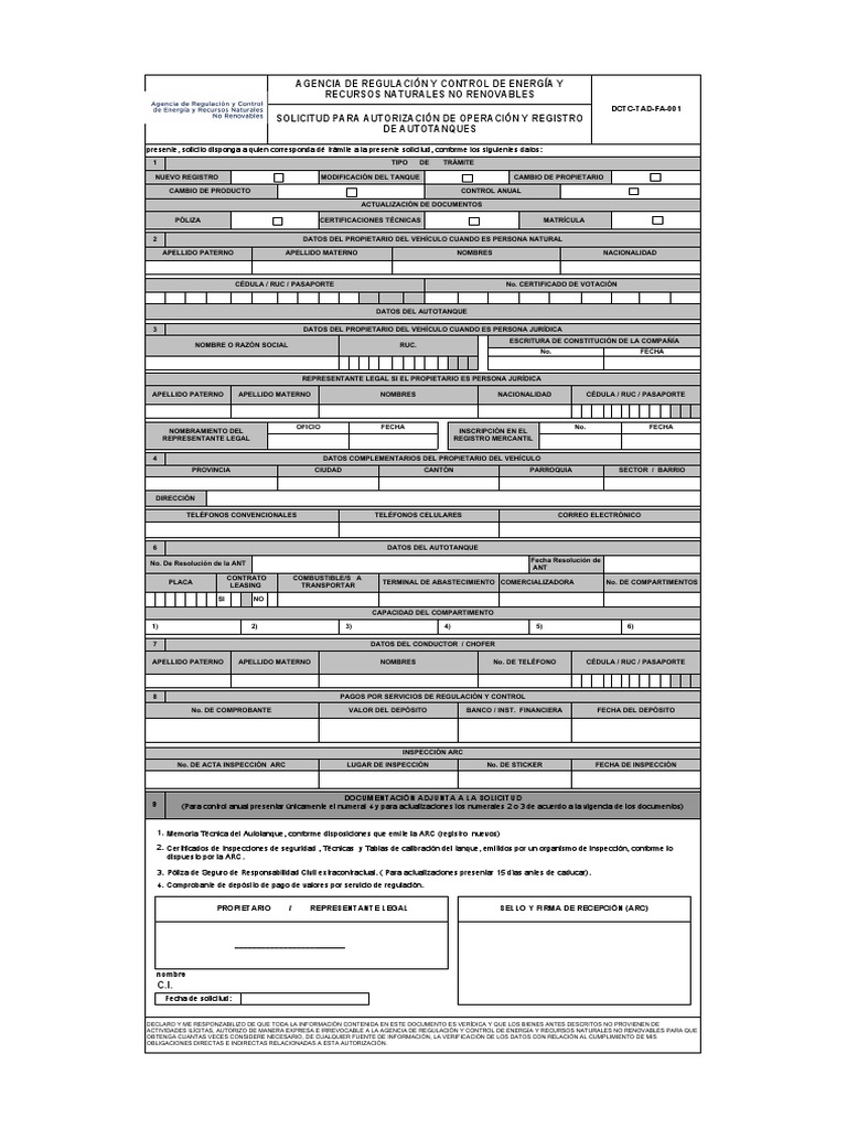 Formulario DCTC Tad Fa 001 | PDF
