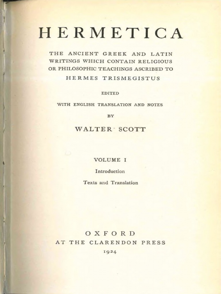 Hermetica_Vol1 | PDF | Hermes Trismegistus | Hermeticism