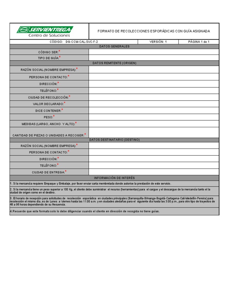 Formato de Recolecciones Nuevo | PDF