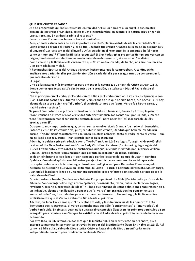 ¿Fue Jesucristo creado? | PDF | Jesús | Logos