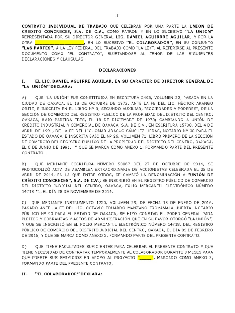Formato de Contrato Temporal | PDF | Tiempo de trabajo | Salario