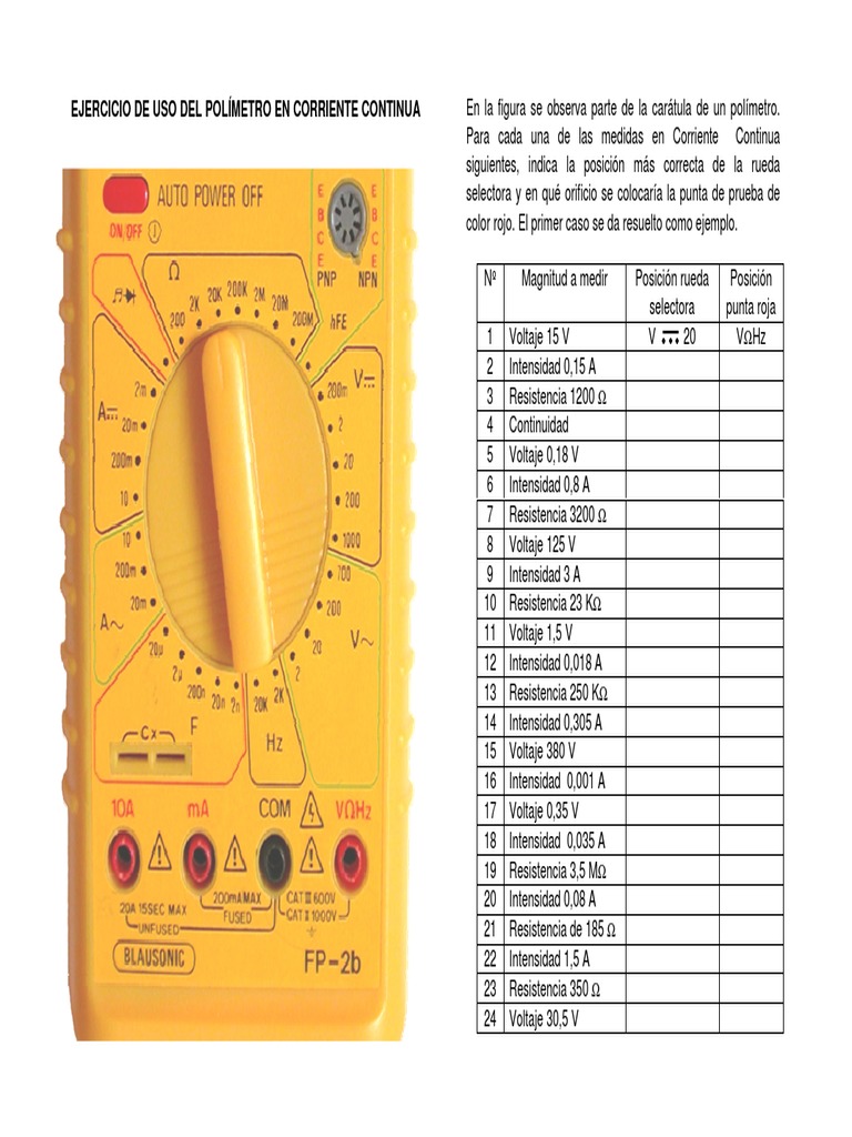 Ejercicio Resuelto de Medida Con Polímetro | PDF | Resistencia Eléctrica y Conductancia ...